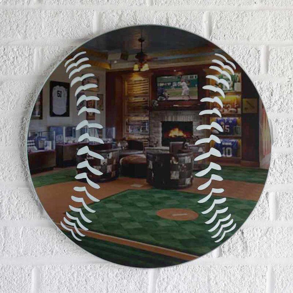 Baseball Wall Mirror - 22" Round | Yarbough Design