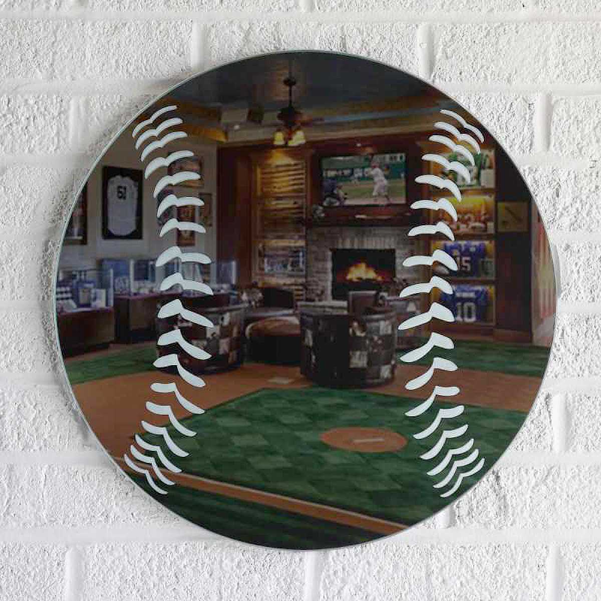 Baseball Wall Mirror - 22" Round | Yarbough Design