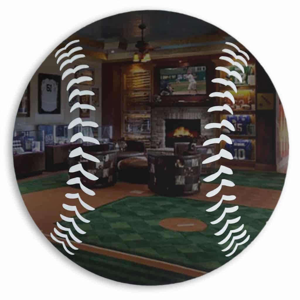 Baseball Wall Mirror - 22" Round | Yarbough Design