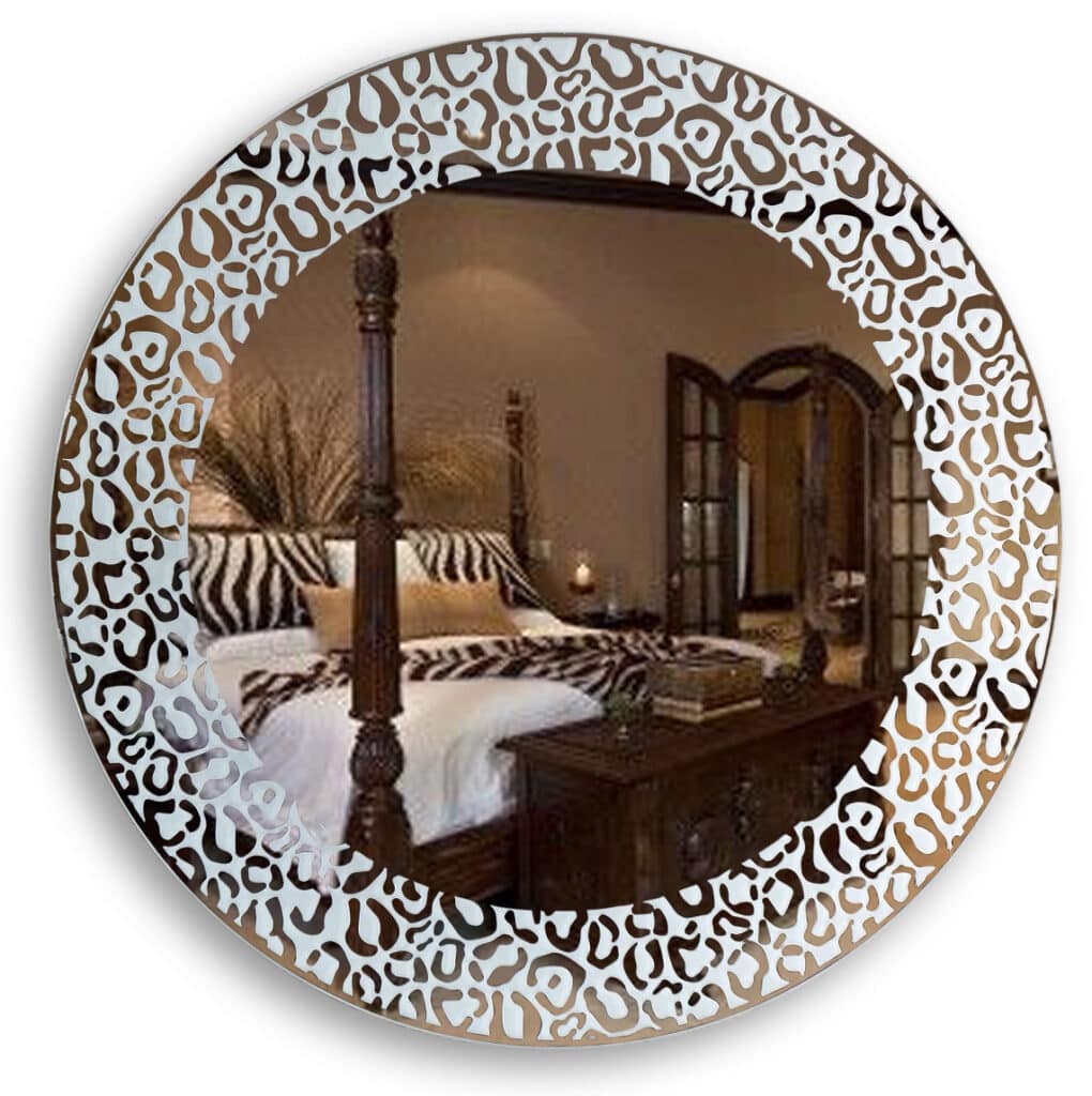 Leopard Print Wall Mirror - 22" Round | Yarbough Design