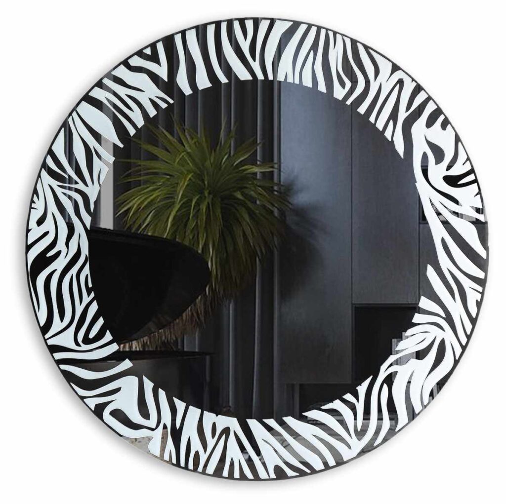 Zebra Print Wall Mirror - 22" Round | Yarbough Design
