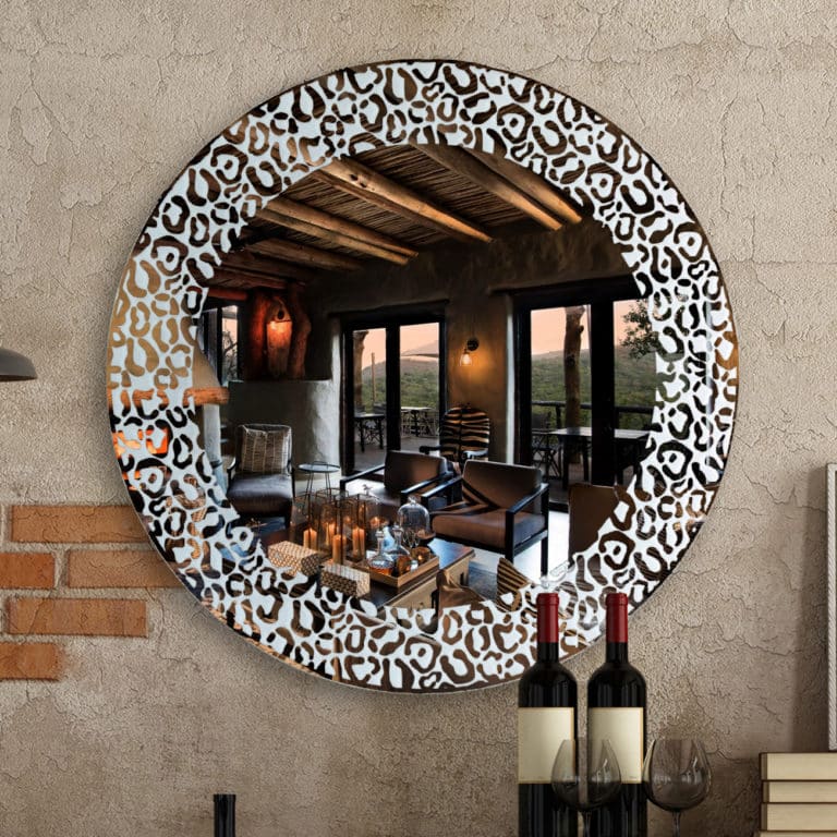 Leopard Print Wall Mirror - 22" Round | Yarbough Design